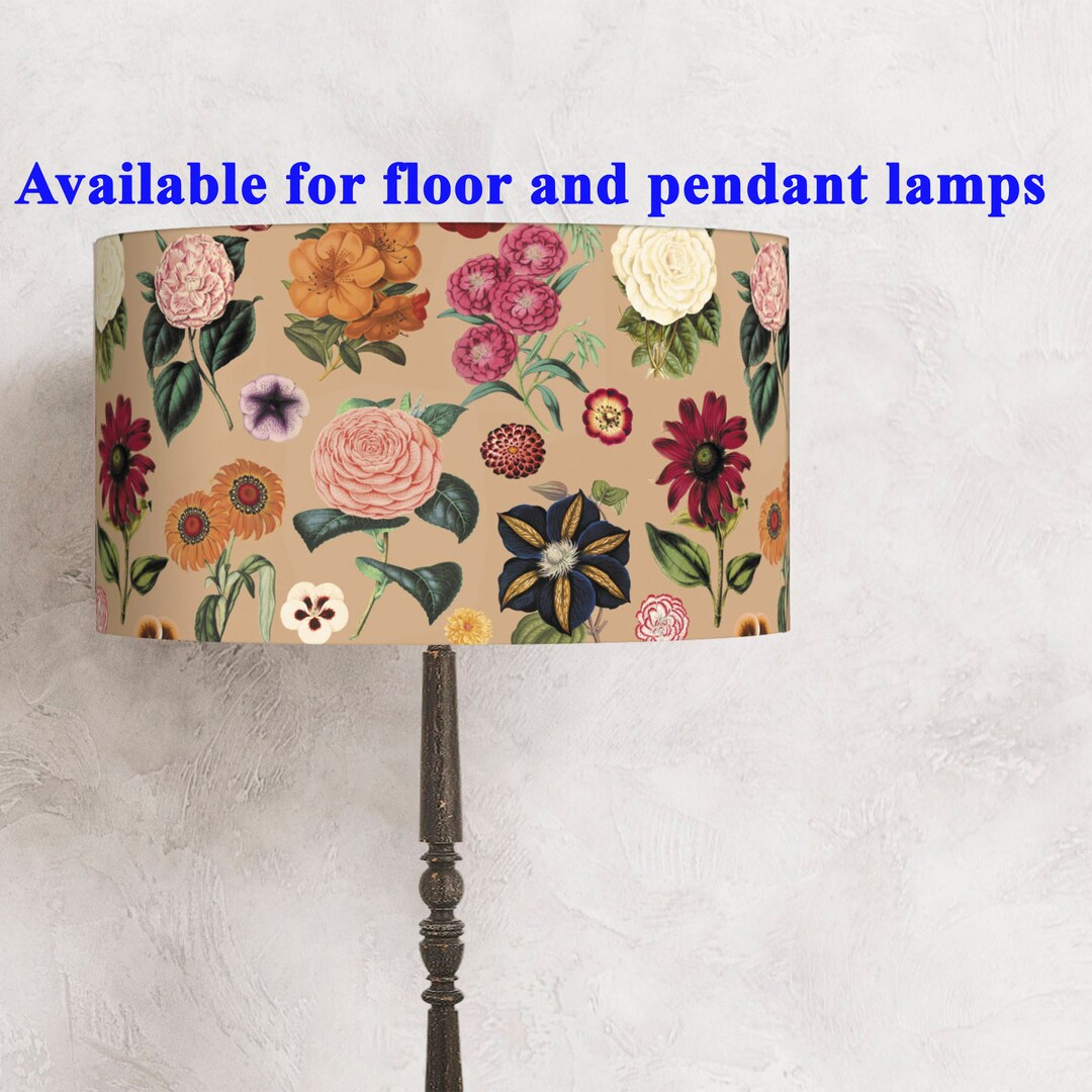 Salmon-colored Lampshade With Flora Flowers - Perfect for Your Lamp and ...