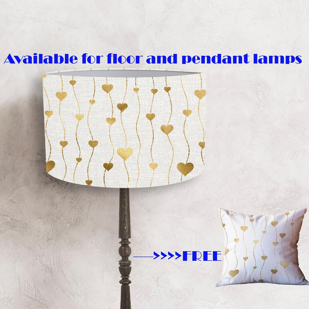 Lampshade for a Floor and Pendant Lamp, Lampshade With Hearts, White ...