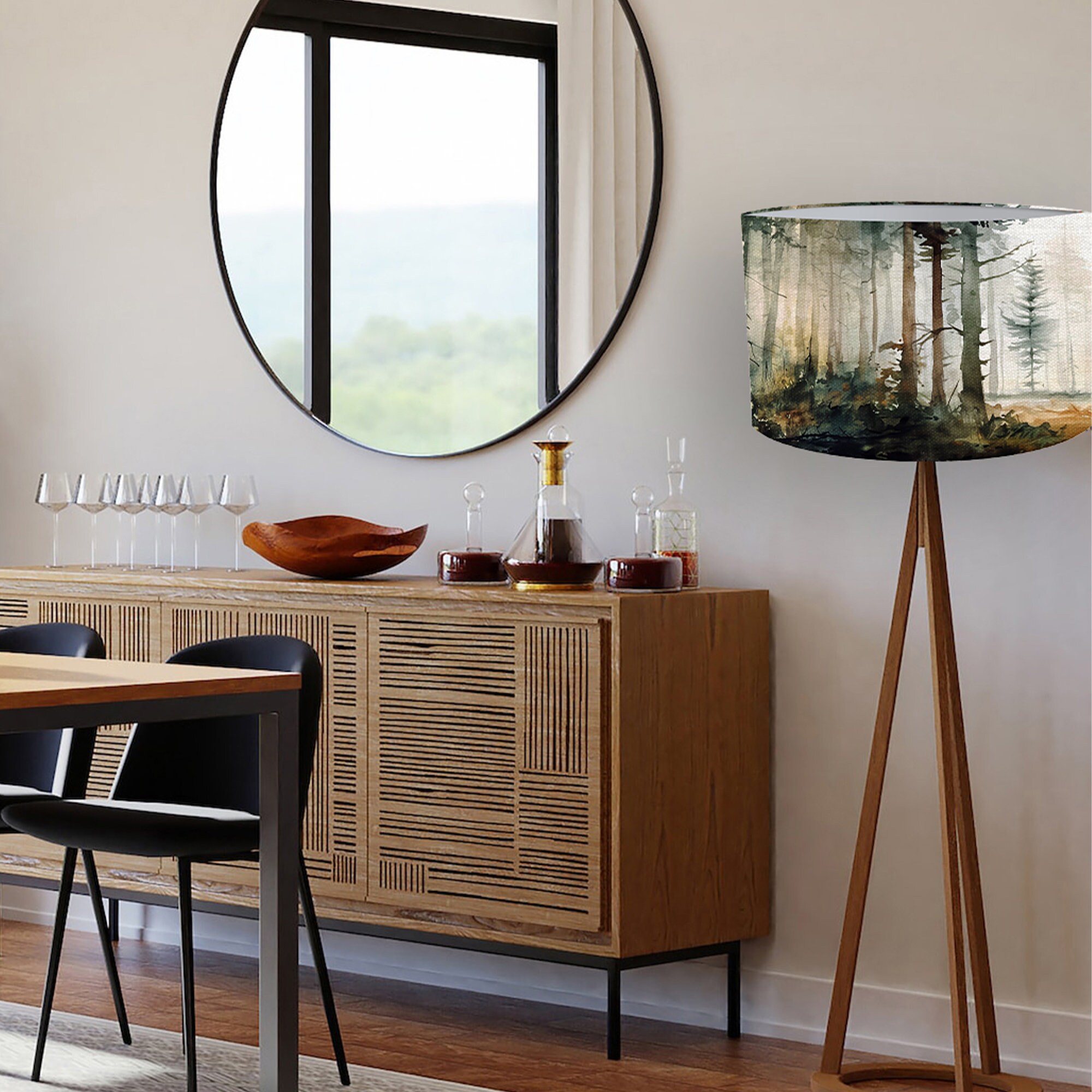 Lampshade for a Floor and Pendant Lamp, Forest Theme, Woodland Style ...