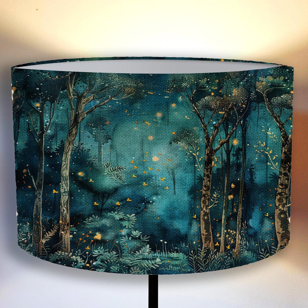 Lampshade for a Floor and Pendant Lamp, Moon at Night, Forest , Lamp ...
