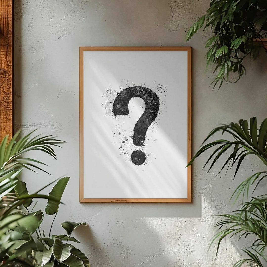 Question Mark Art | Distressed Black & White Typography | Minimalist ...