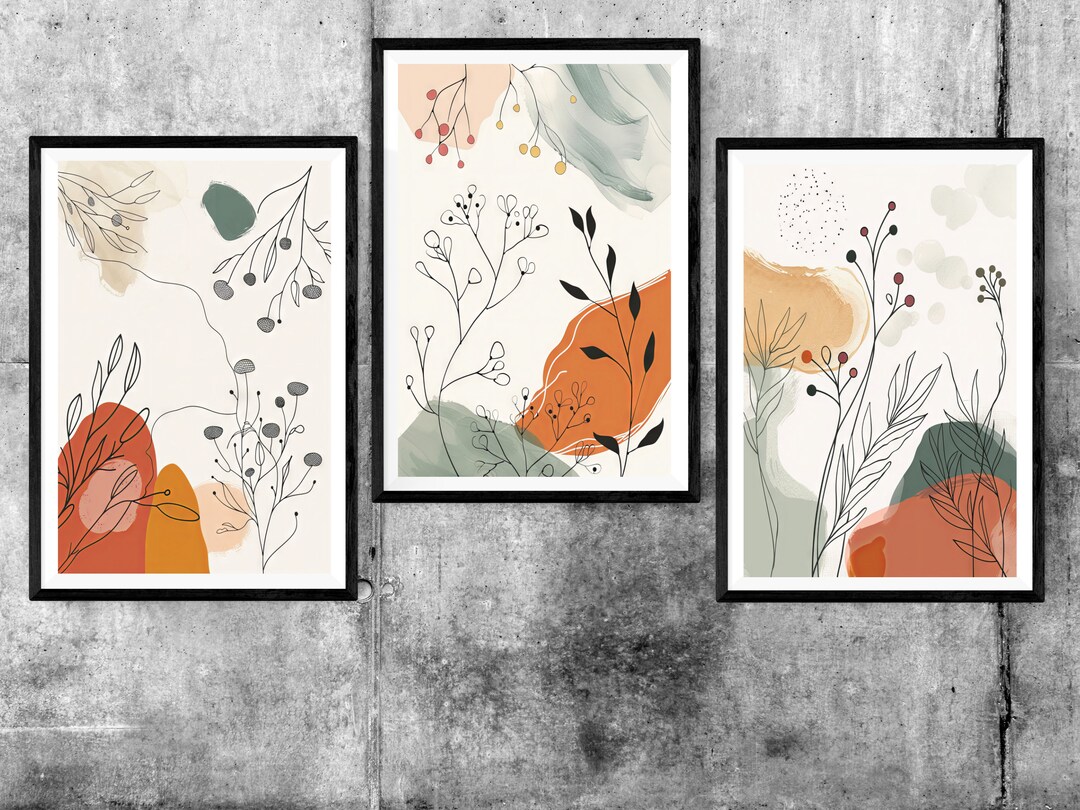 Botanical Vibes Bundle Abstract Illustration Boho Wall Art Digital ...