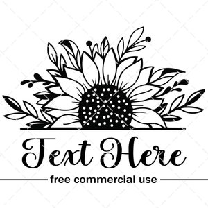 Sunflower Border SVG, Half Sunflower SVG, Sunflower Monogram Svg, Split ...