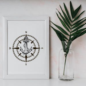 Anchor Compass Svg, Nautical Symbol Png, Compass Svg, Sailor Compass ...