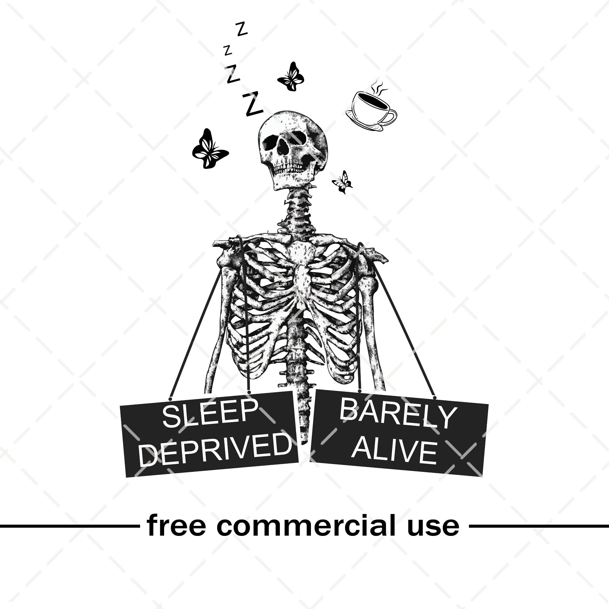 Sleep Deprived Barely Alive SVG, Skeletons Halloween SVG, Funny ...