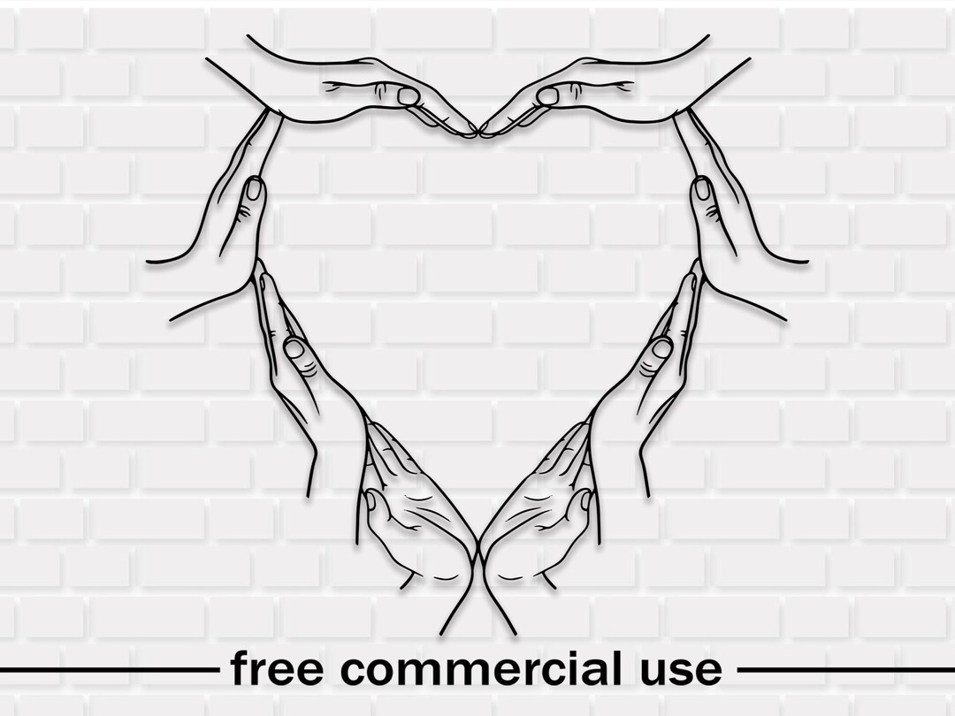 Group Heart Hands Sign SVG, Hands Heart Sign SVG, Cute Love Hand ...