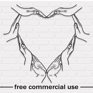 Group Heart Hands Sign SVG, Hands Heart Sign SVG, Cute Love Hand ...