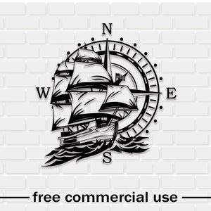 Ship Compass SVG, Ship SVG, Boat Svg, Compass Svg, Nautical Svg ...