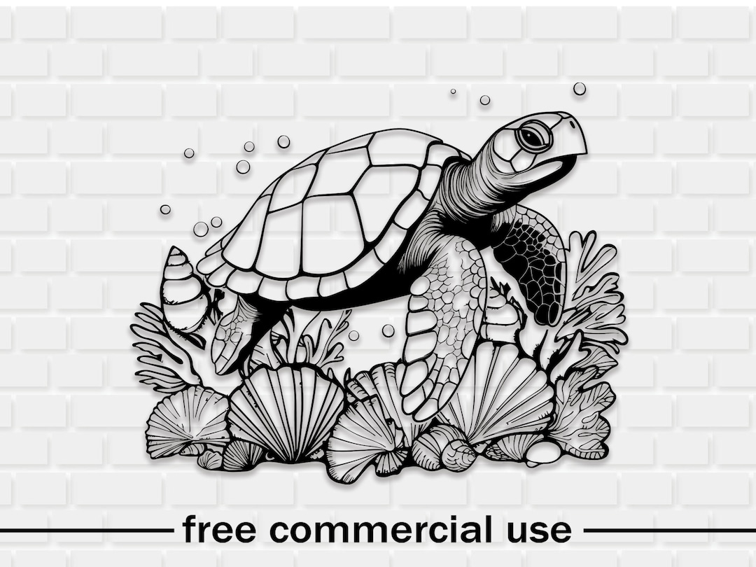 Cool Sea Turtle SVG, Sea Turtle SVG Black and White Prints, Cricut Sea ...