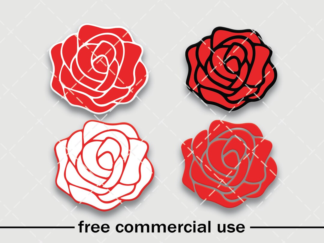 Rose SVG Bundle, Rose Outline SVG, Flower SVG, Split Monogram Png, Half ...