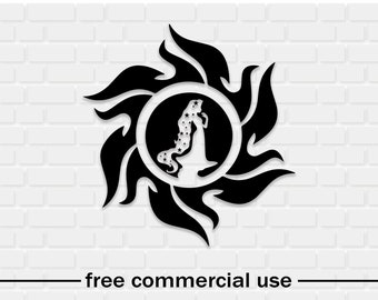 Tangled SVG, Tangled Rapunzel Sun SVG, Princess Svg, Cricut ,silhouette ...