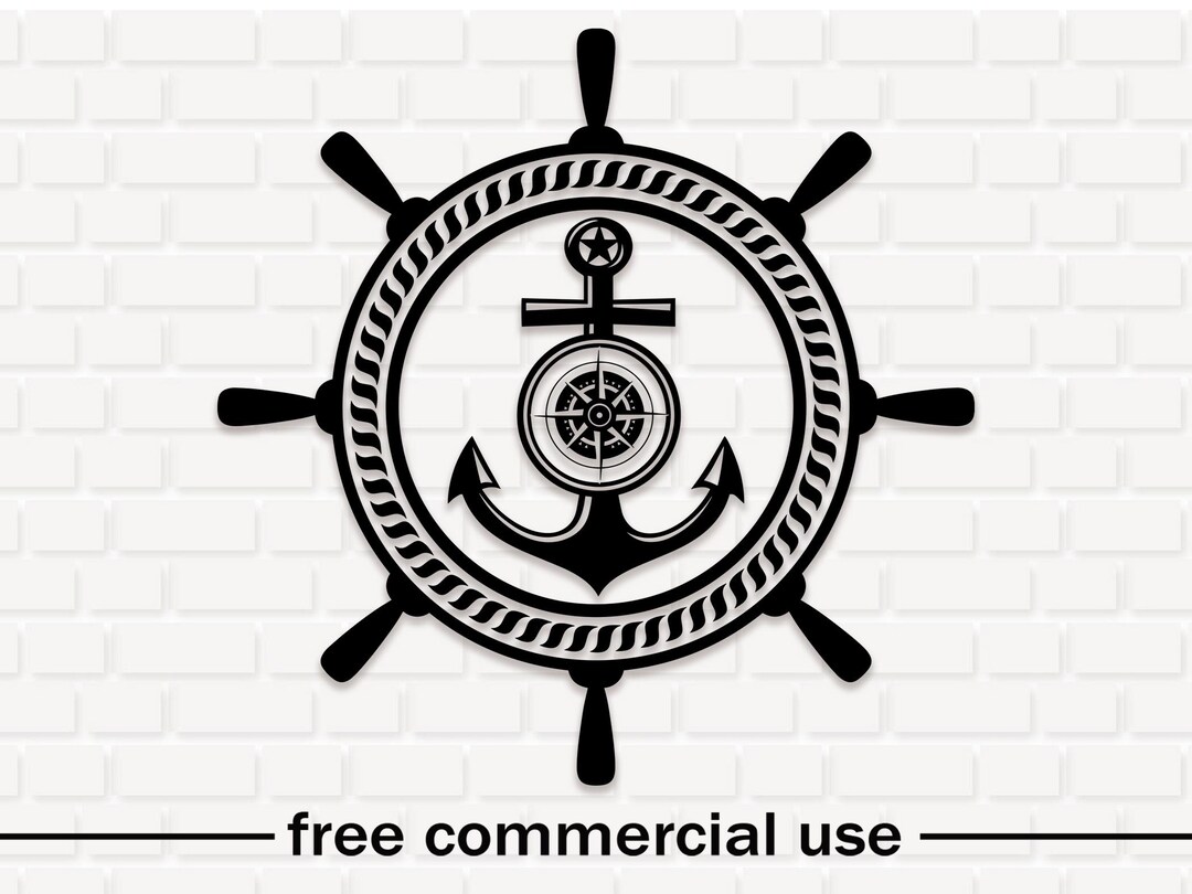 Anchor Compass Svg, Ship Wheel and Anchor Svg, Seaman Shirt Design Png ...