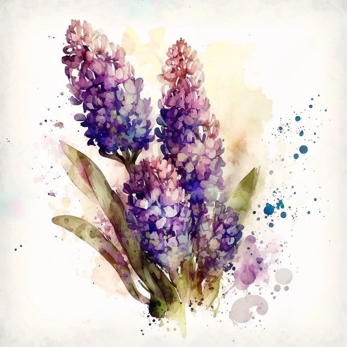 Hyacinth Print, Printable Wall Art, Watercolor Hyacinth Wall Decor ...