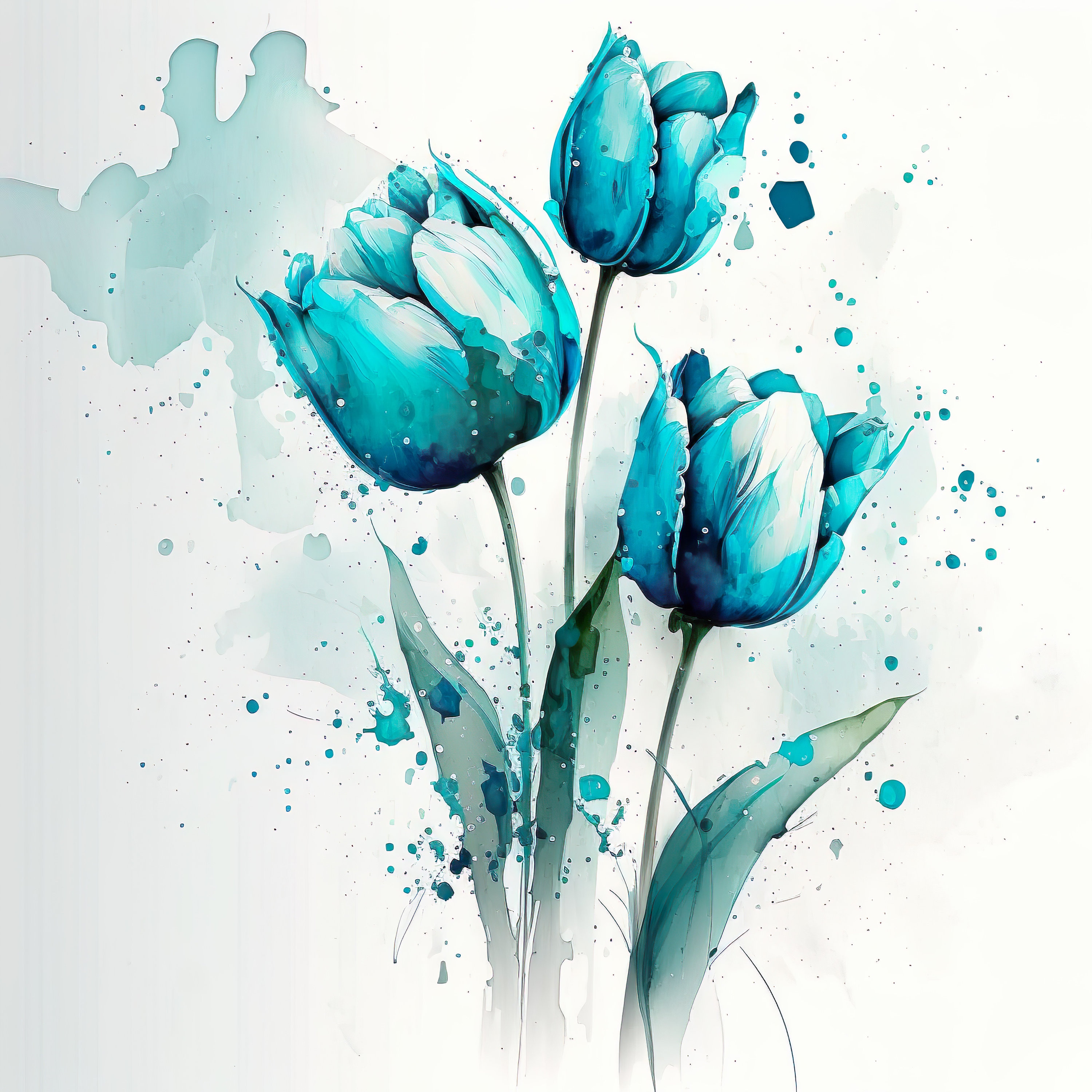 Tulips Print, Printable Wall Art, Watercolor Tulips Wall Decor, Flower ...