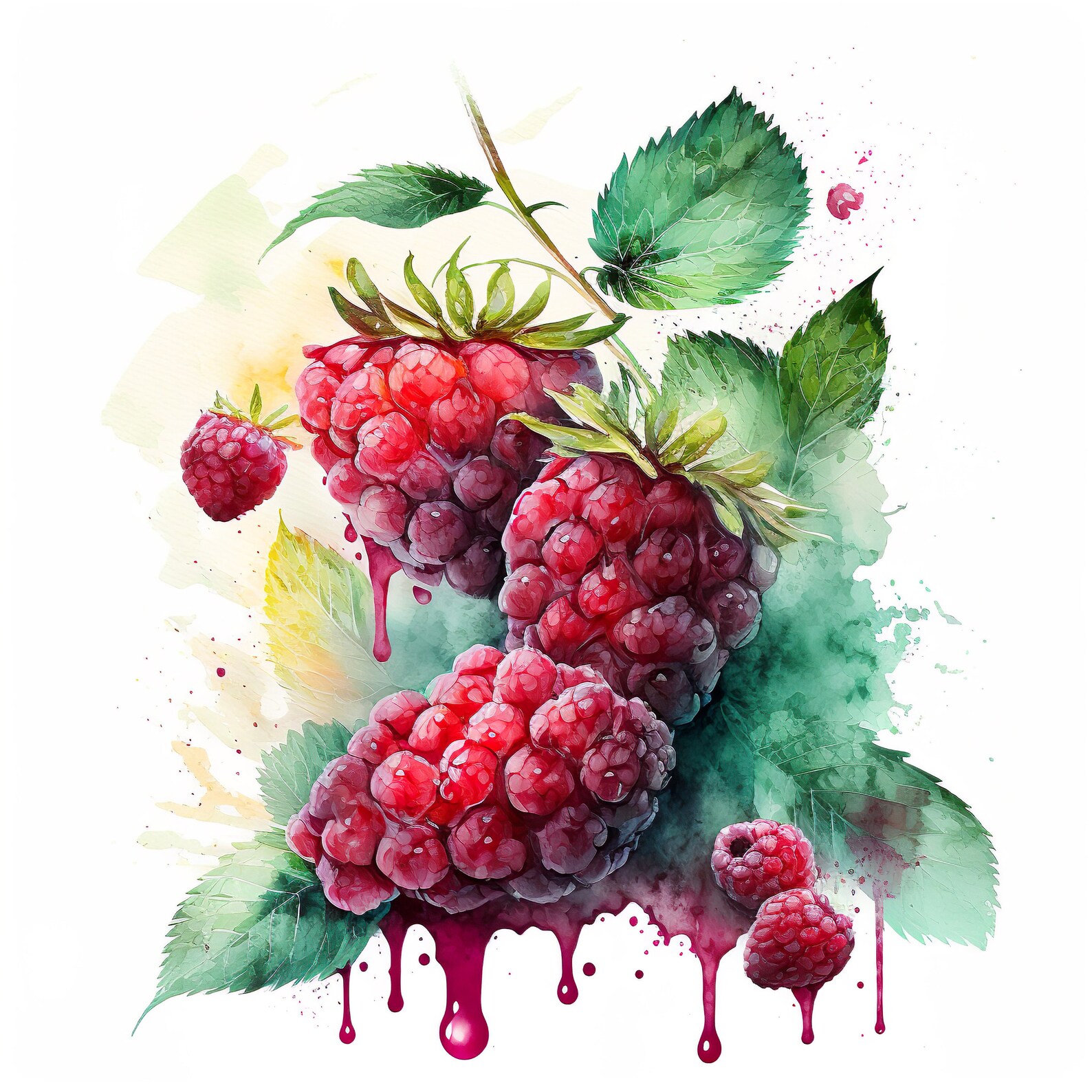 Raspberries Watercolor DIGITAL PRINT - Etsy