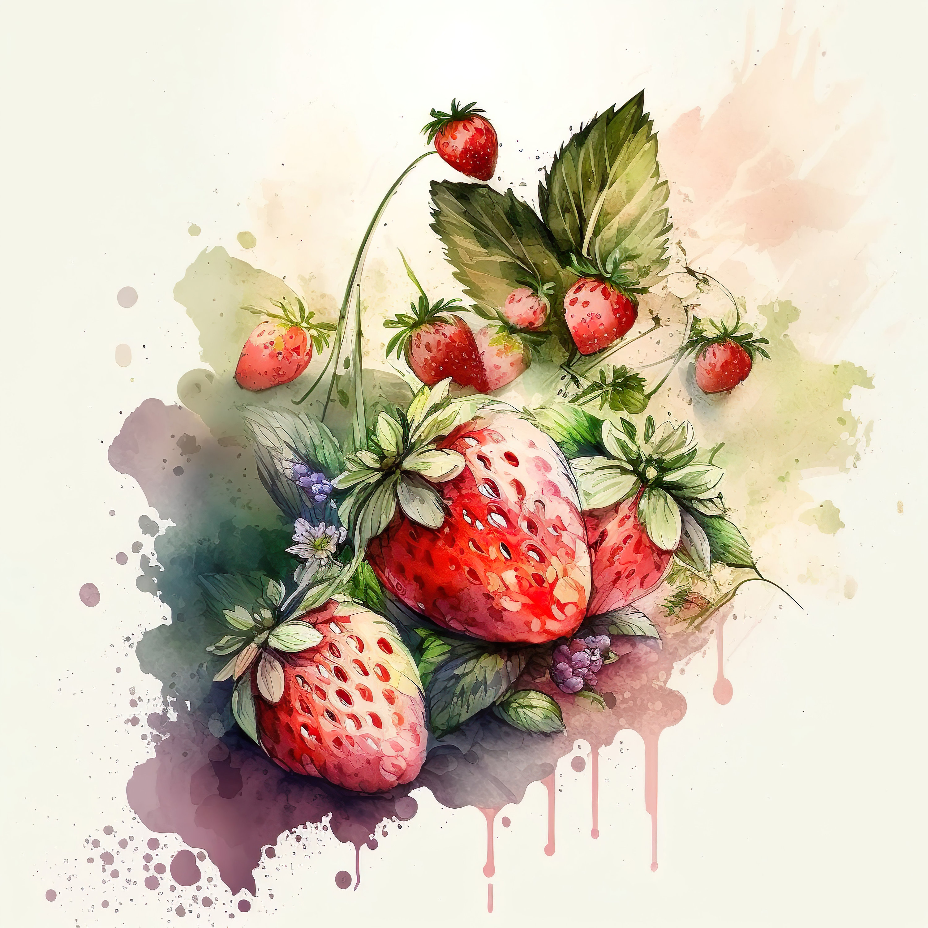 Strawberry Watercolor [DIGITAL PRINT] - Etsy