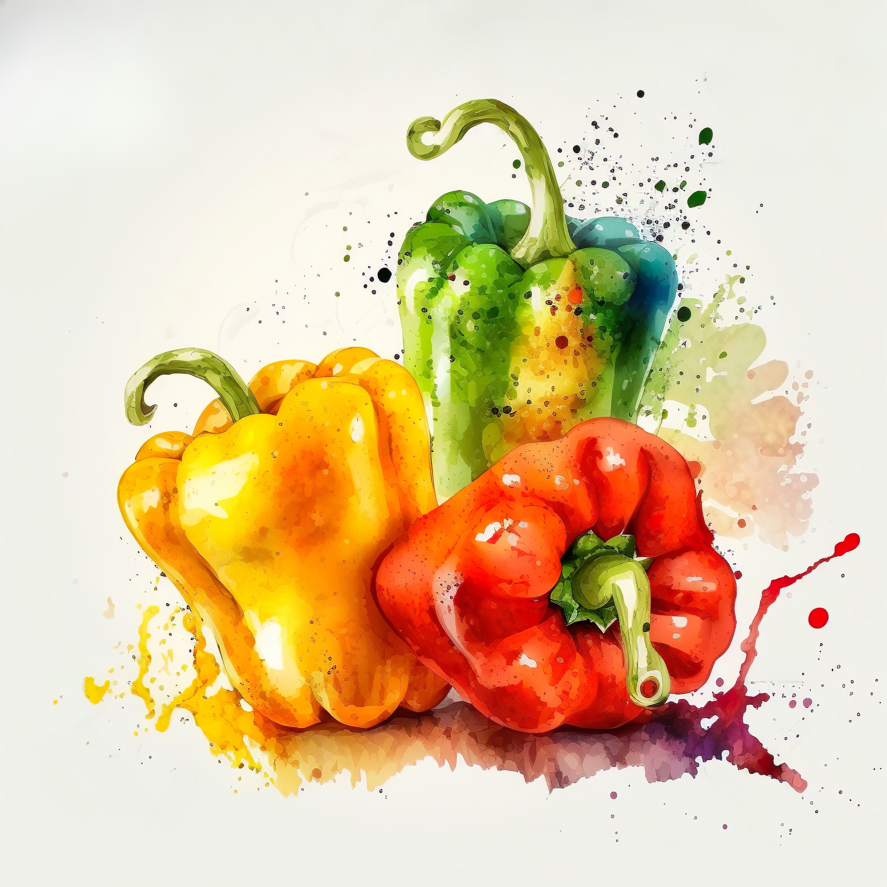 Bell Peppers | Watercolor | Instant Download | Digital Print | Fruit ...