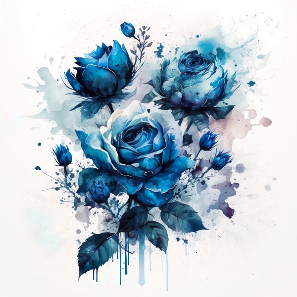 Blue Rose Print - Etsy