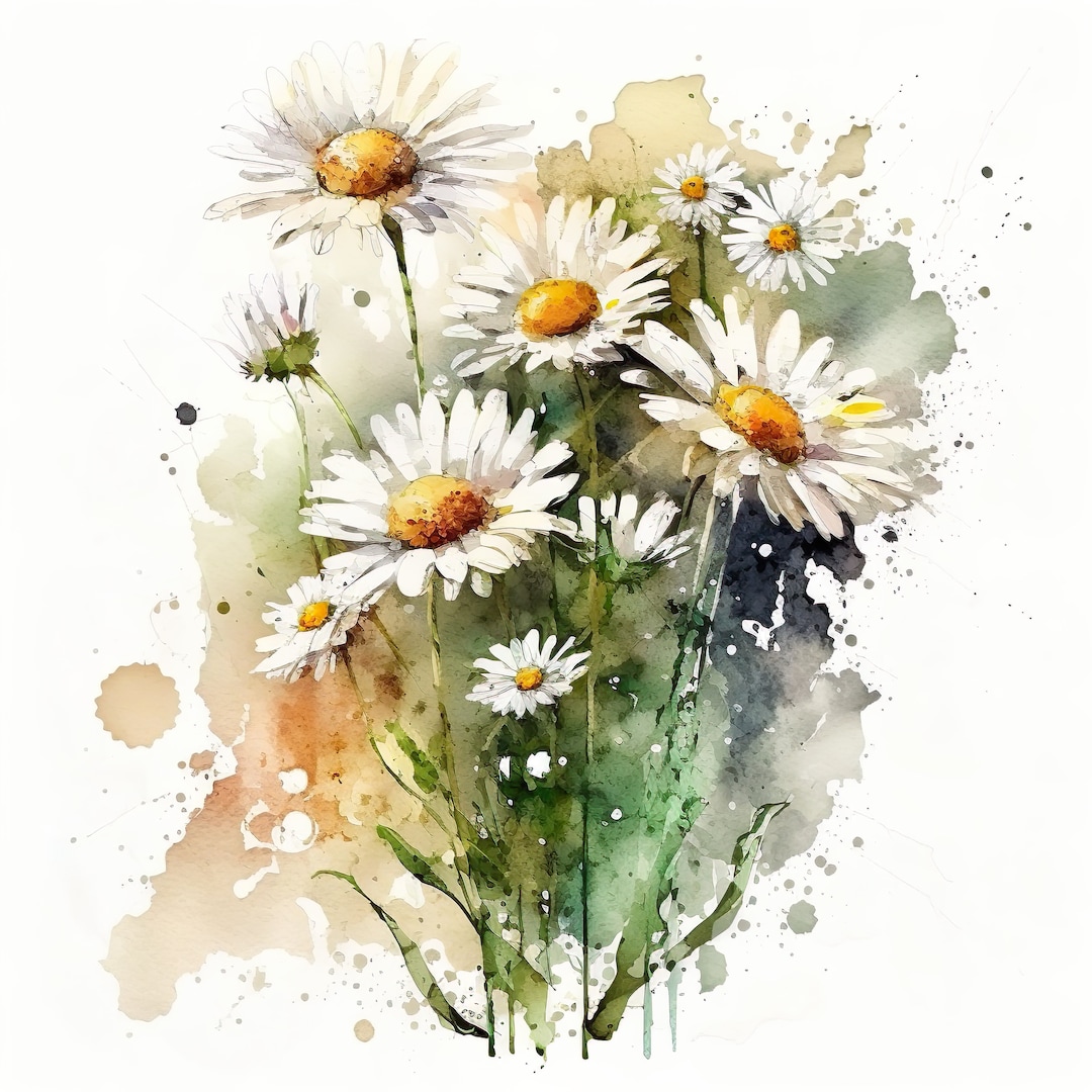 Daisy Print, Printable Wall Art, Watercolor Daisy Wall Decor, Flower ...