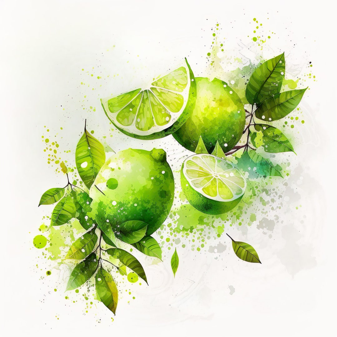 Limetten Aquarell DIGITALDRUCK Etsy de Limetten Aquarell DIGITALDRUCK Etsy de