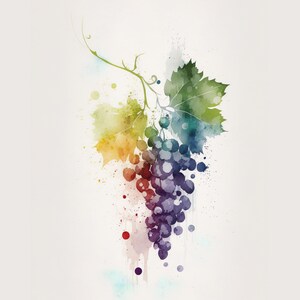 Grapes Print | Watercolor | Digital Download | Original Art | Fruit ...