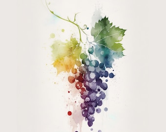 Grapes Watercolor Printable Art-fruit Artwork Digital Download-country ...