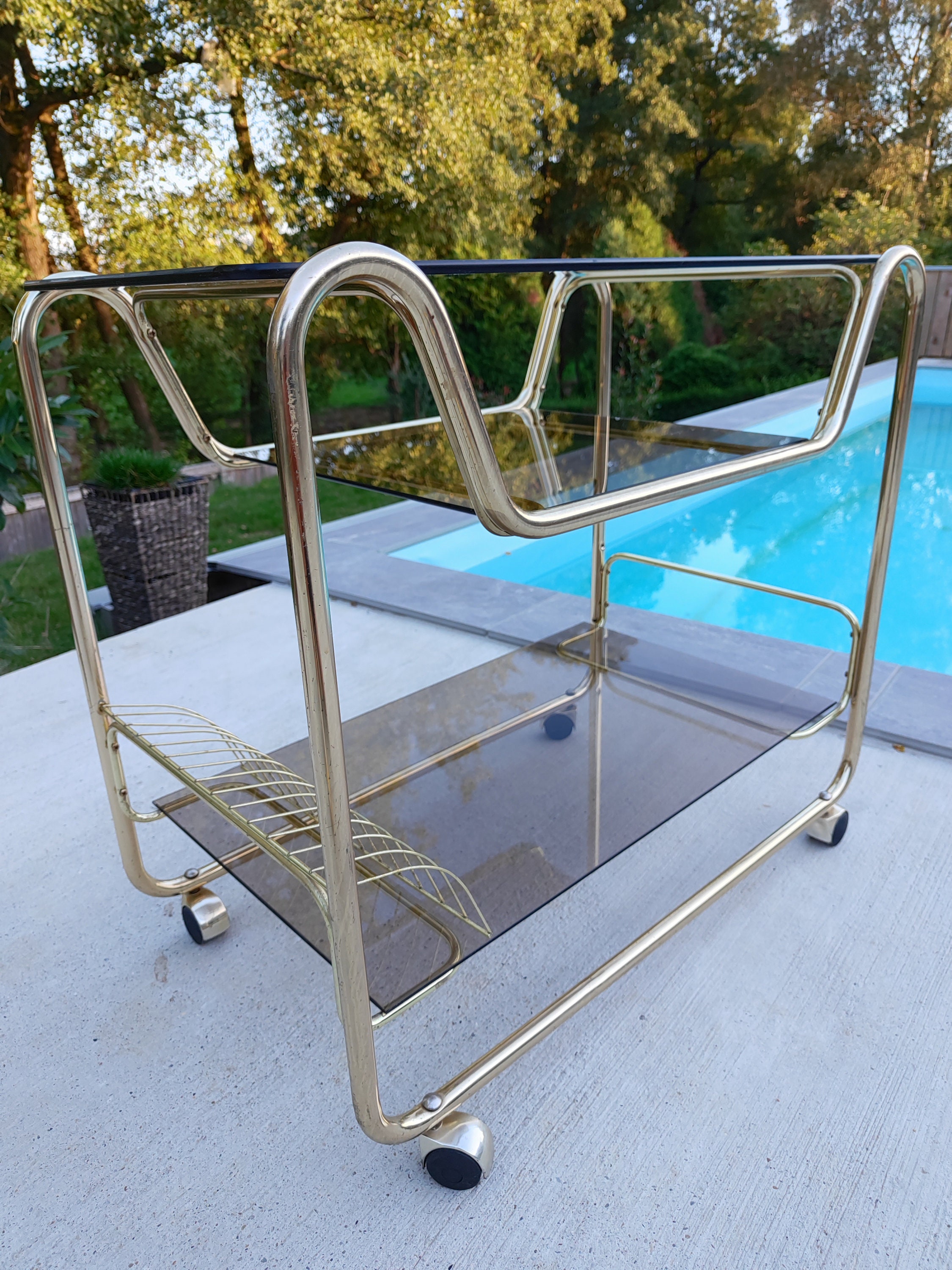 Mid Century Serving Trolley/80s/retro Trolley/vintage Hollywood Regency ...