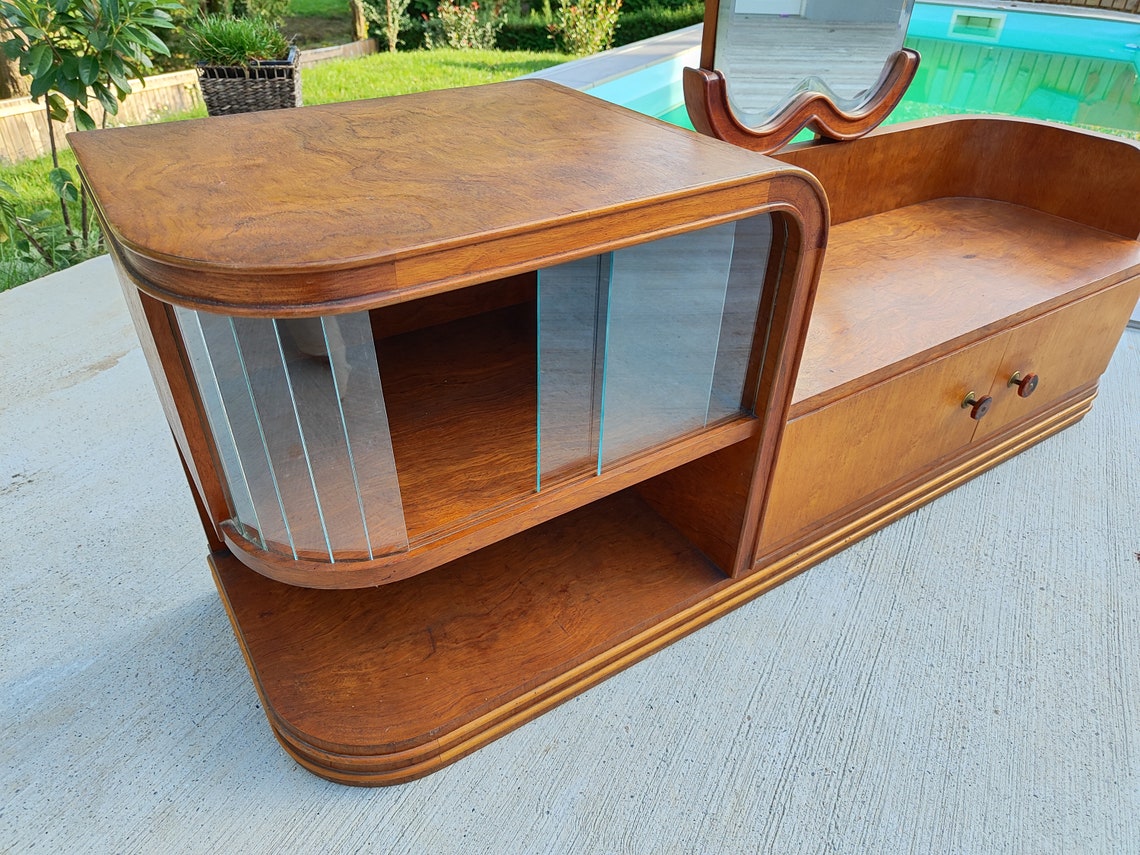 Art Deco Sideboard With Mirror/retro Side Table/vintage Console Cabinet ...