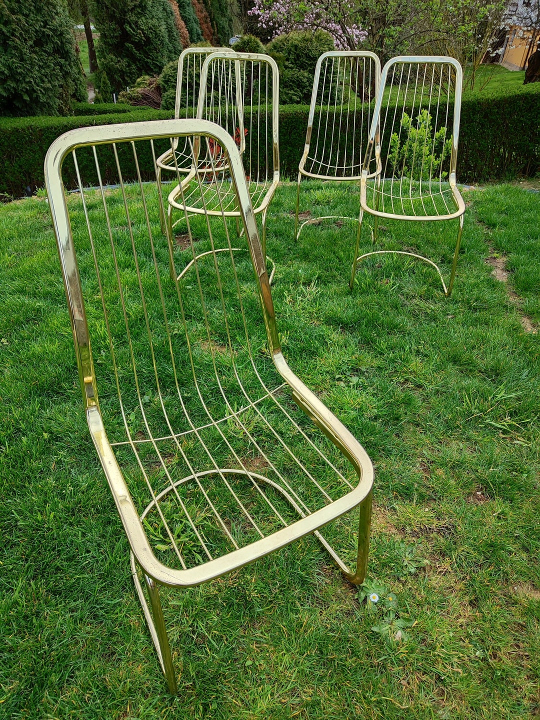 Vintage MCM Golden Chrome Plated Dining Chairs/ Gastone Rinaldi / 1 of ...