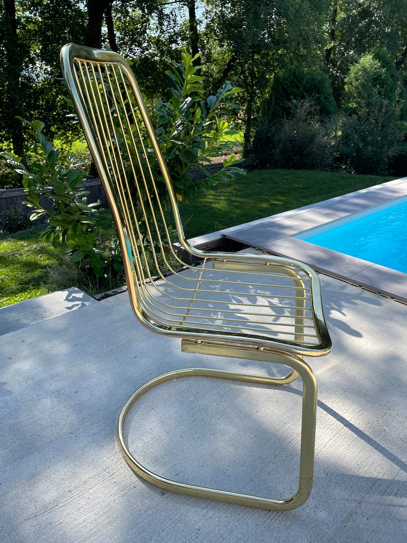 Vintage MCM Golden Chrome Plated Dining Chair/ Gastone Rinaldi /1 Chair ...