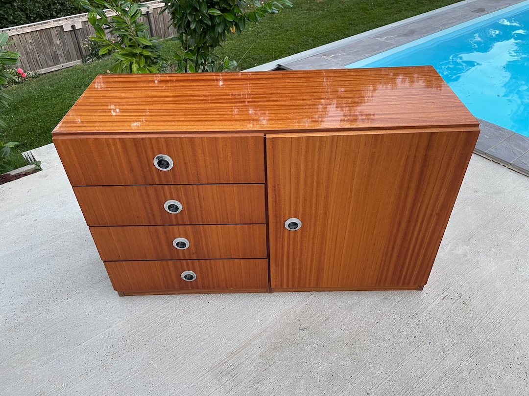 Mid-century Console Table/70's Polished Furniture/vintage Yugoslavian ...