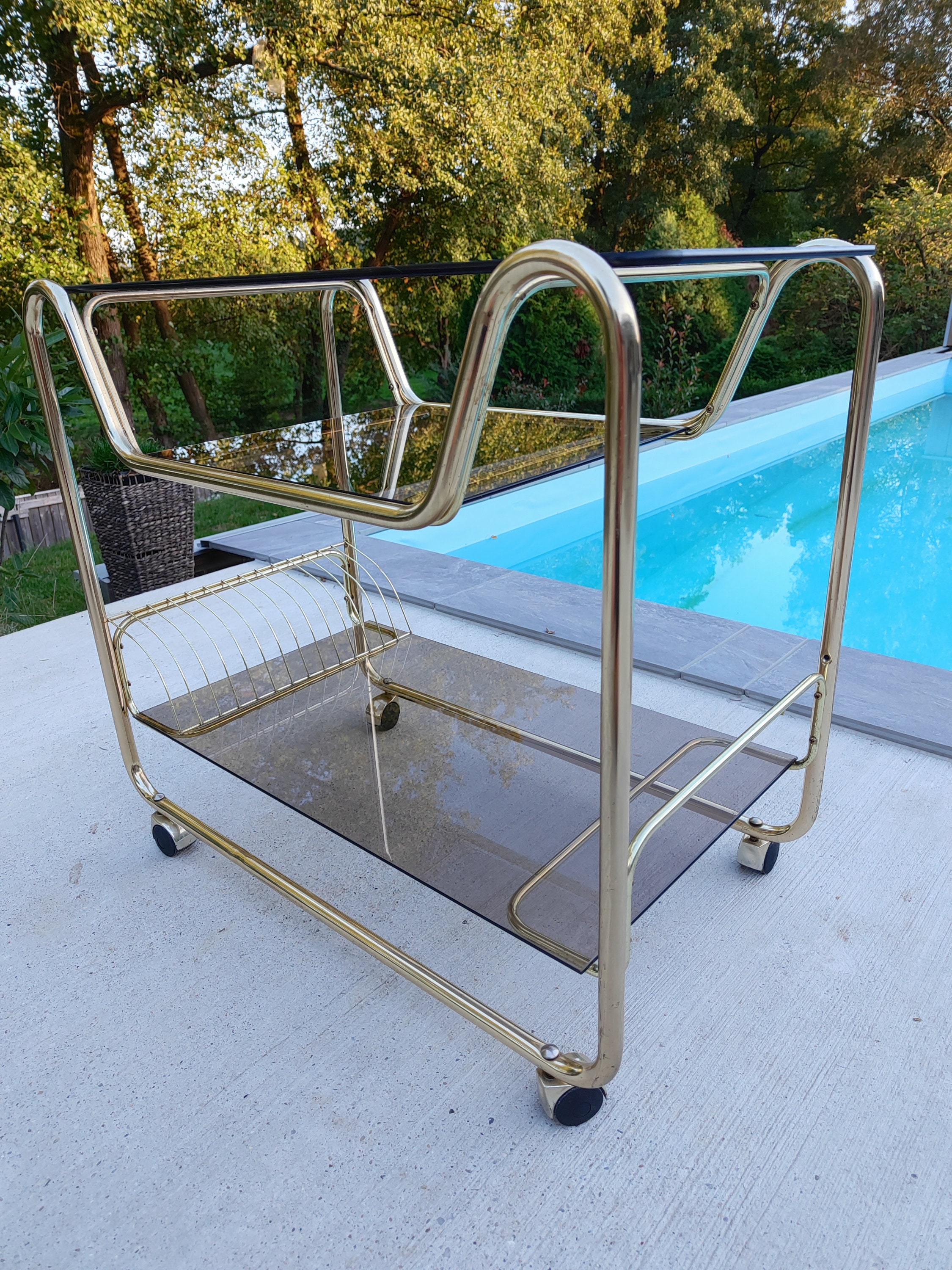 Mid Century Serving Trolley/80s/retro Trolley/vintage Hollywood Regency ...