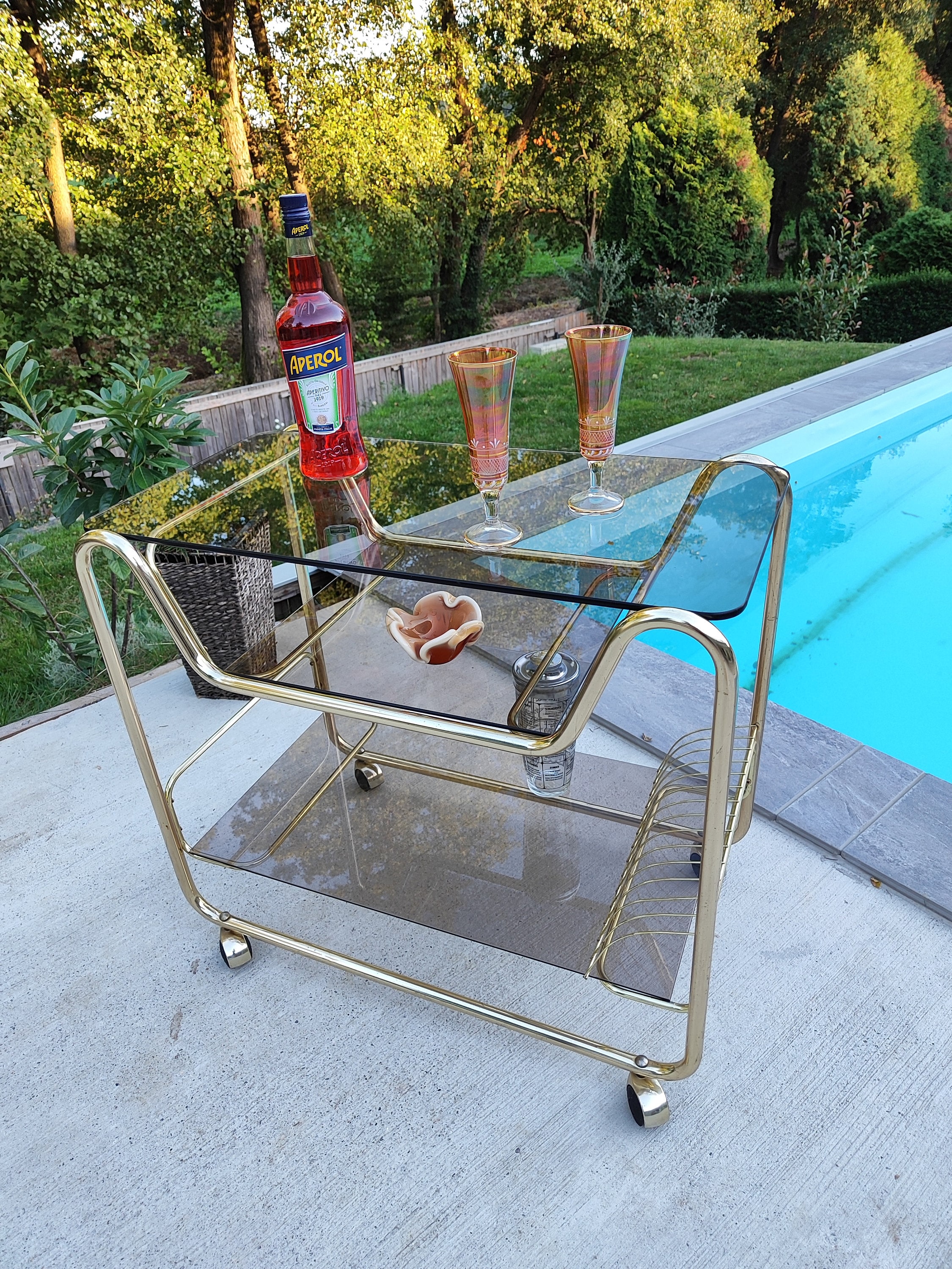Mid Century Serving Trolley/80s/retro Trolley/vintage Hollywood Regency ...