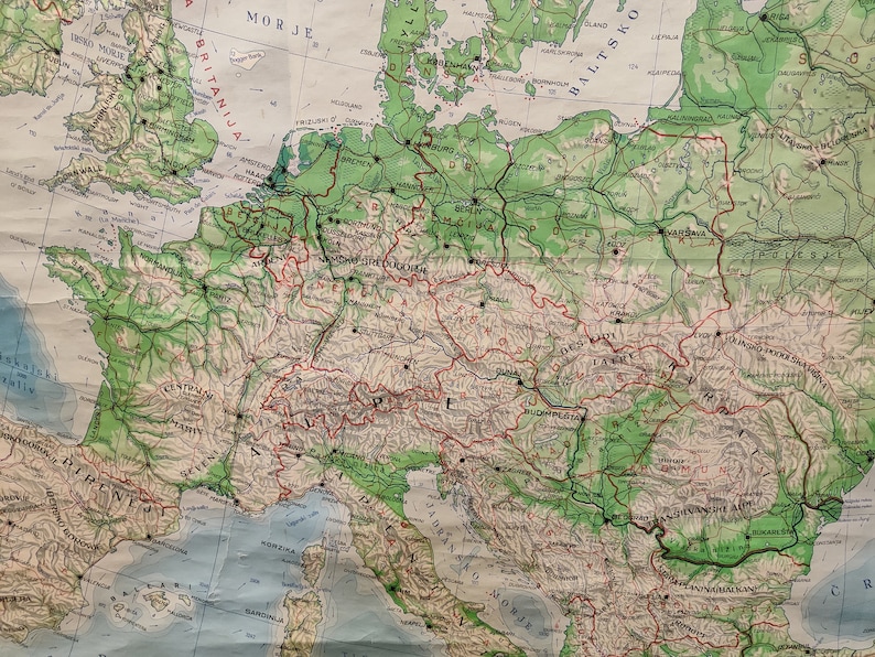 Map of Europe/old School Poster/school Supplies/learning Accessory ...