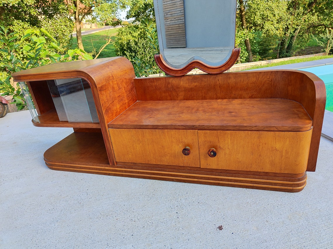 Art Deco Sideboard With Mirror/retro Side Table/vintage Console Cabinet ...