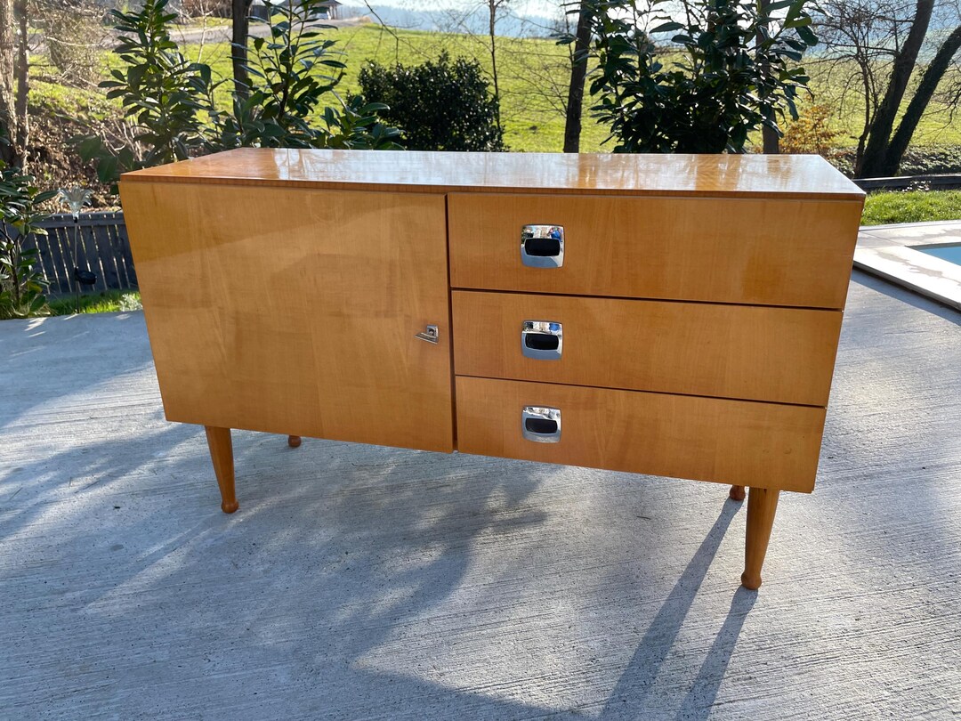 Mid-century Console Table/70's Polished Furniture/vintage Yugoslavian ...
