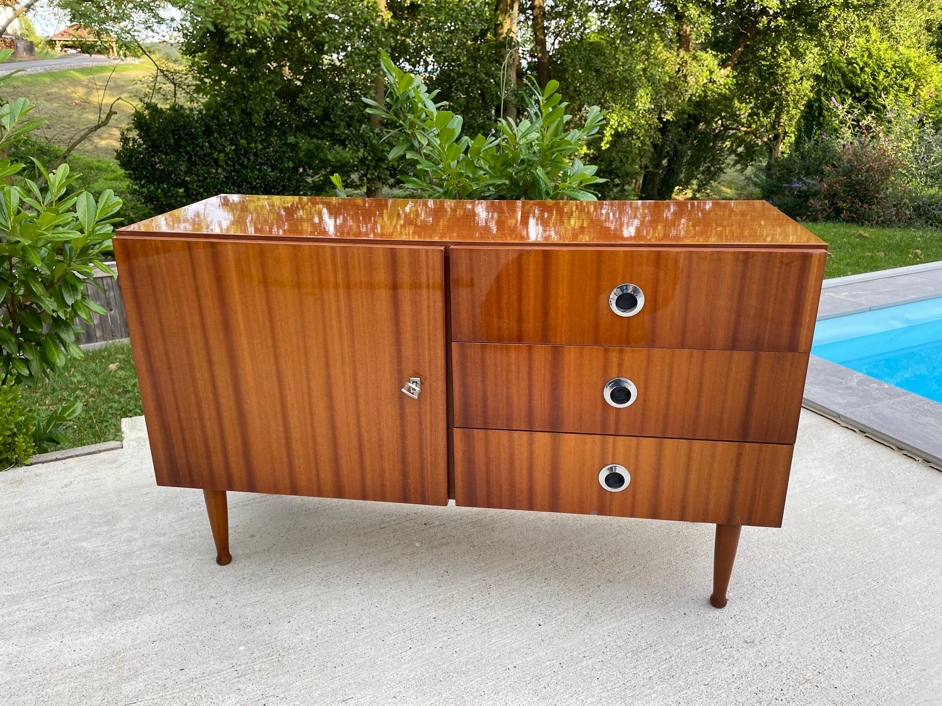 Mid-century Console Table/70's Polished Furniture/vintage Yugoslavian ...