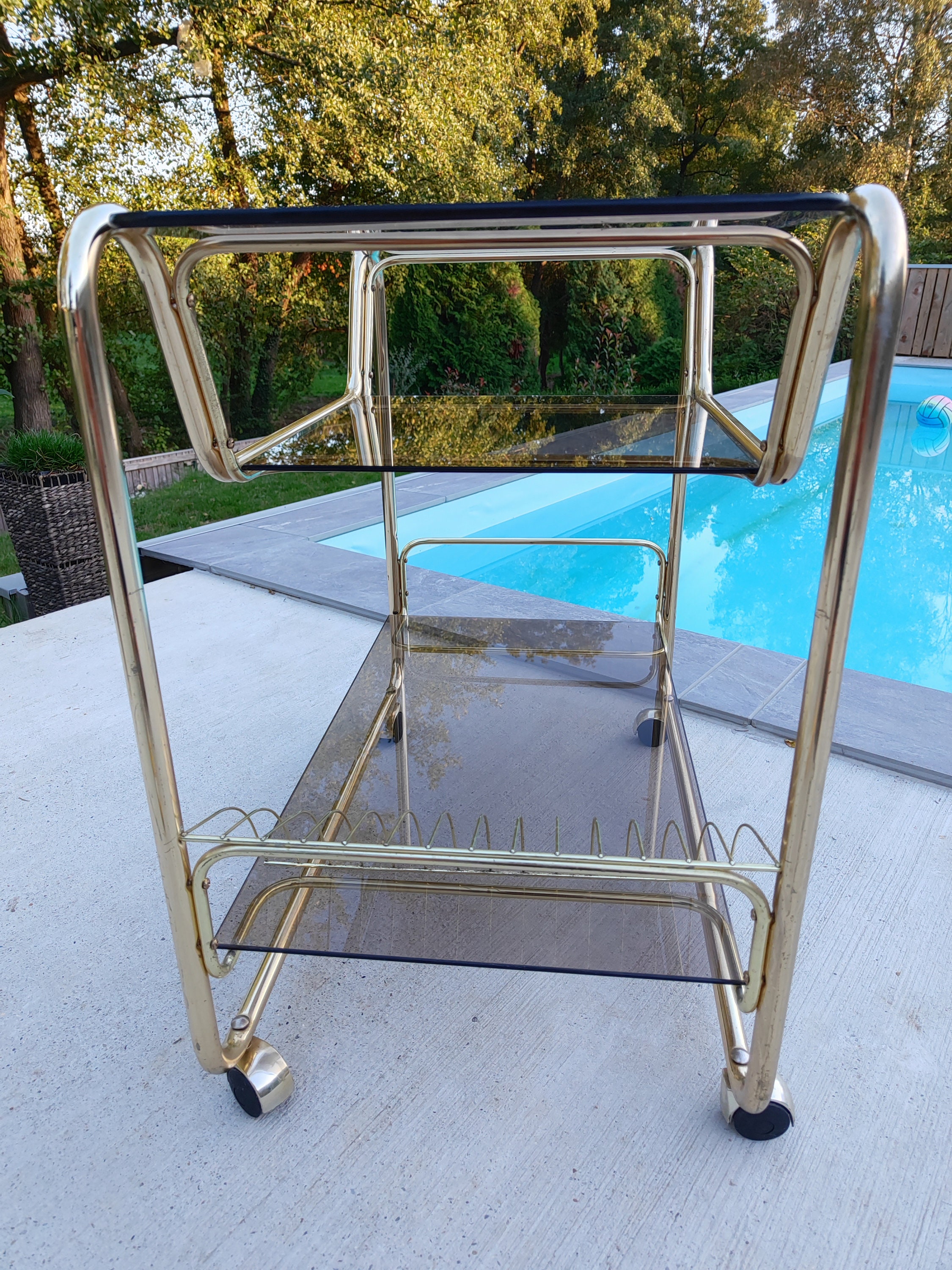 Mid Century Serving Trolley/80s/retro Trolley/vintage Hollywood Regency ...