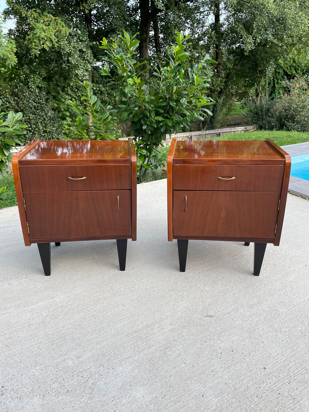 Vintage Yugoslavian Nightstands/pair of 2/vintage Night Tables/bedside ...
