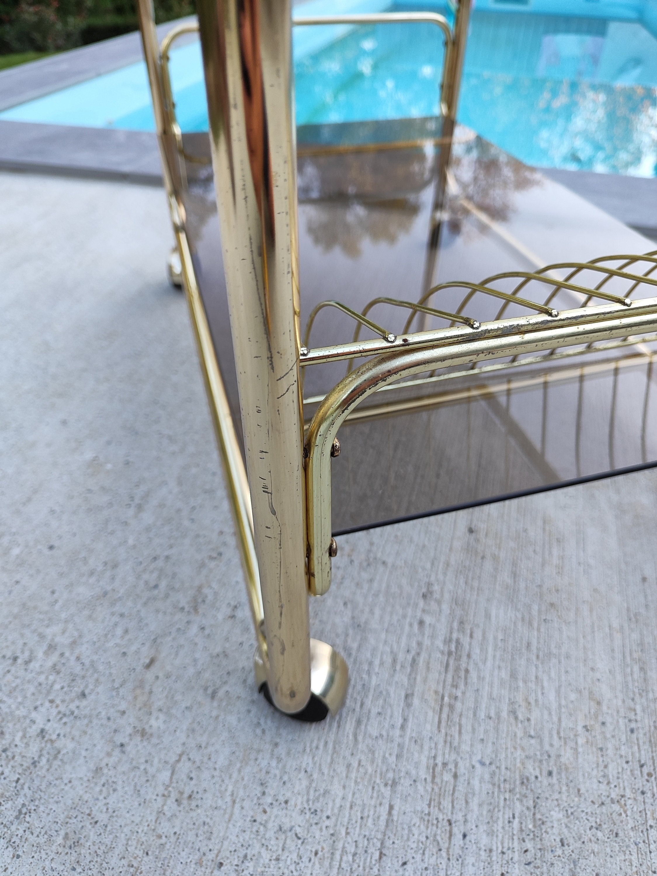 Mid Century Serving Trolley/80s/retro Trolley/vintage Hollywood Regency ...