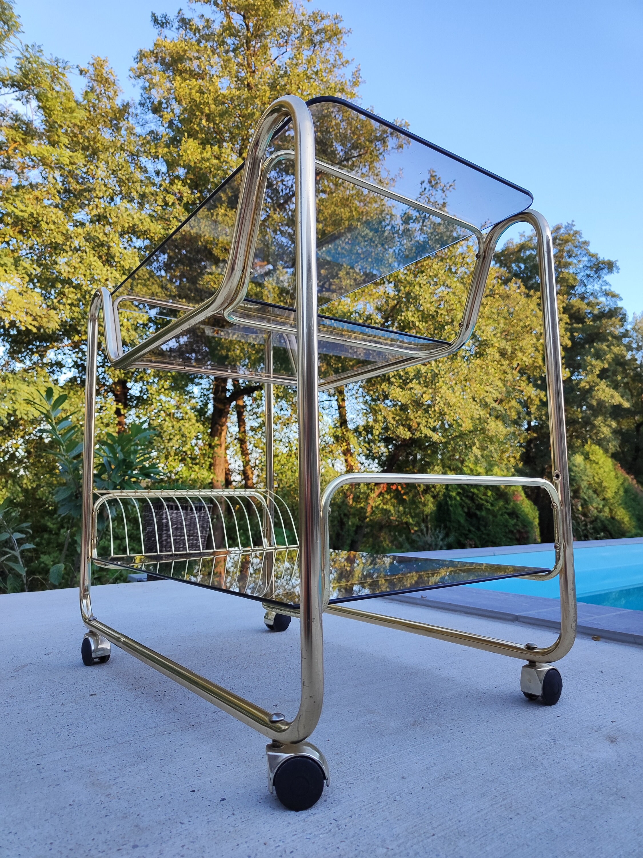 Mid Century Serving Trolley/80s/retro Trolley/vintage Hollywood Regency ...