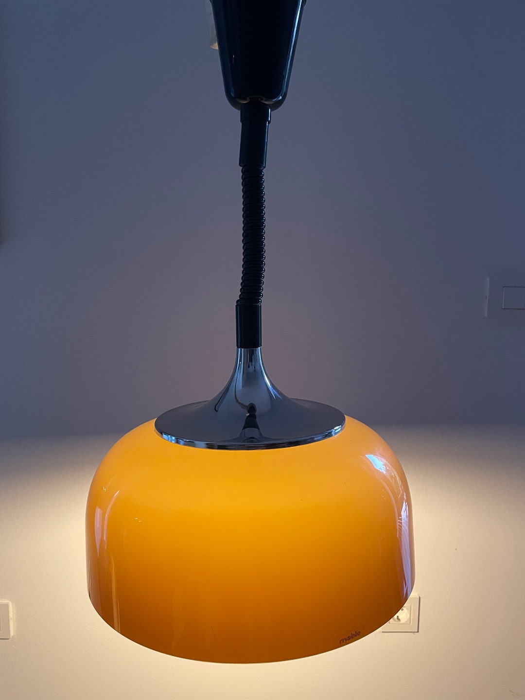 Retro Adjustable Guzzini Ceiling Light / Brown Pendant Light / Space ...