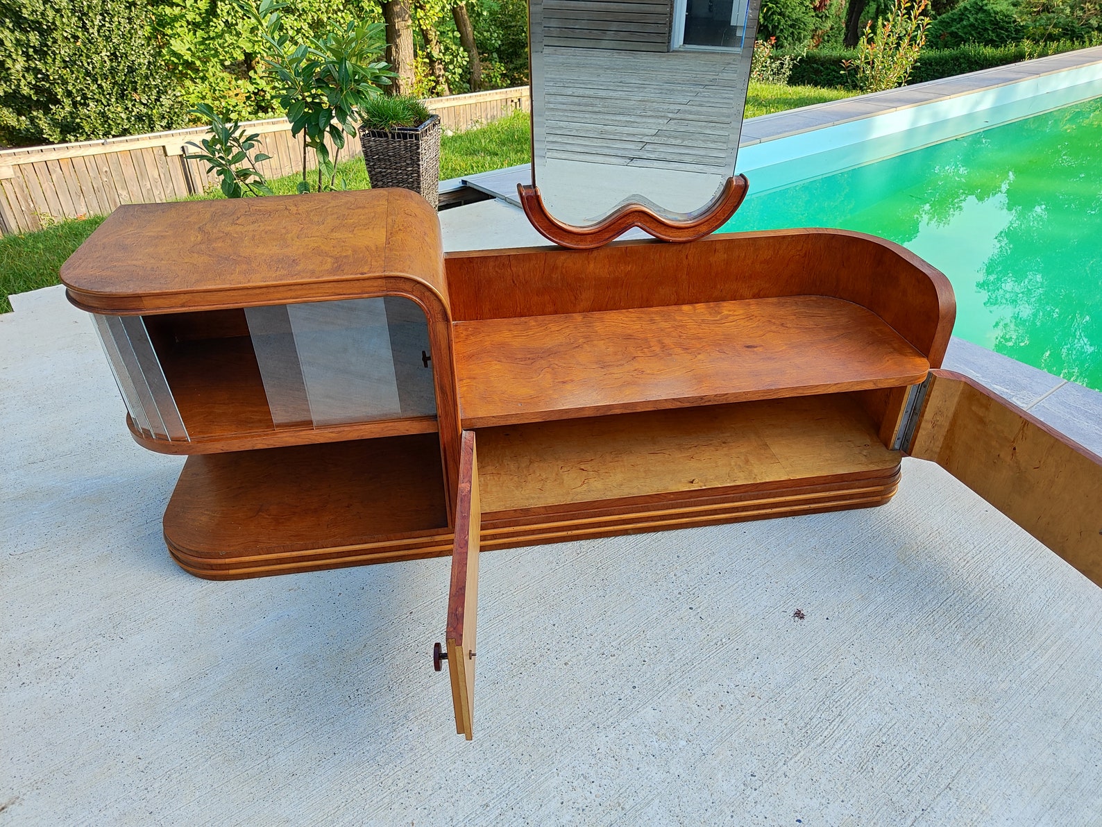 Art Deco Sideboard With Mirror/retro Side Table/vintage Console Cabinet ...