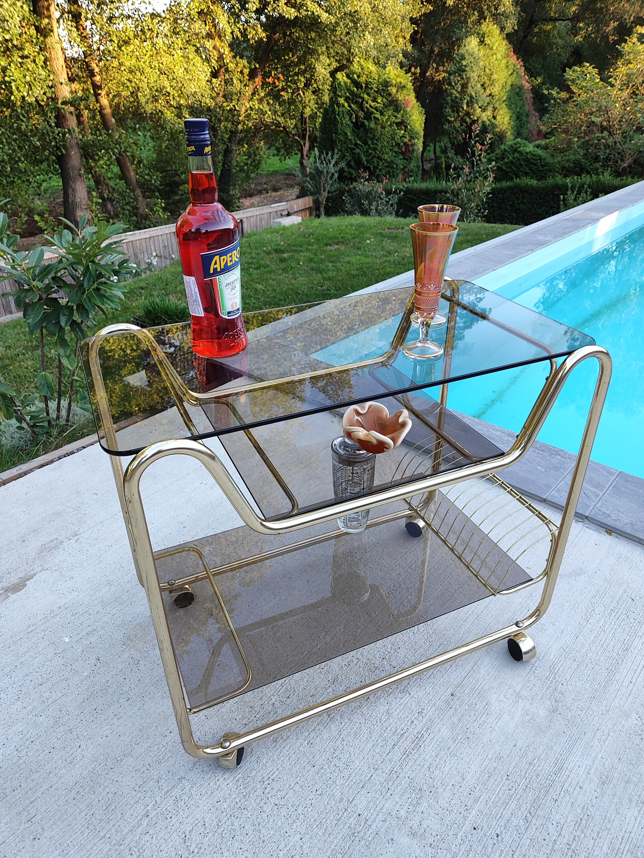 Mid Century Serving Trolley/80s/retro Trolley/vintage Hollywood Regency ...