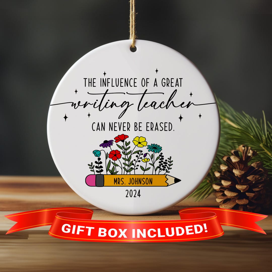 Writing Teacher Ornament, Writing Teacher Gift,personalized Writing ...