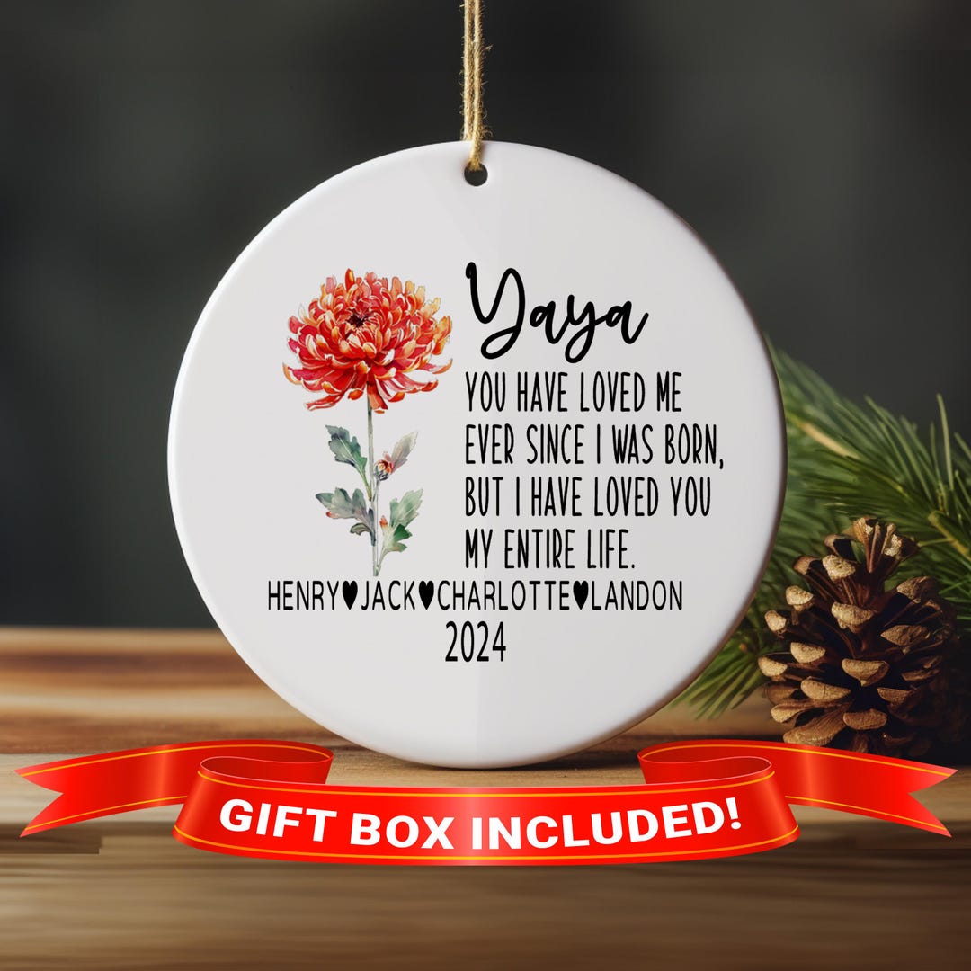 Yaya Ornament, Gift for Yaya From Grandkids, Yaya Gifts, Personalized ...