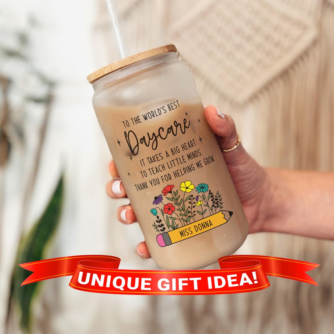 Daycare Glass Tumbler, Personalized Daycare Gift, Daycare Tumbler ...