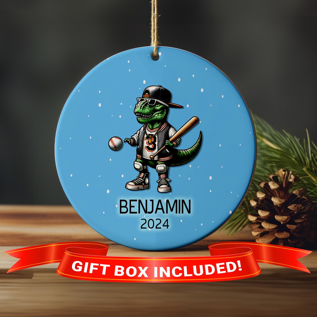 Baseball Ornament, Dinosaur Ornament, Boys Christmas Ornament ...