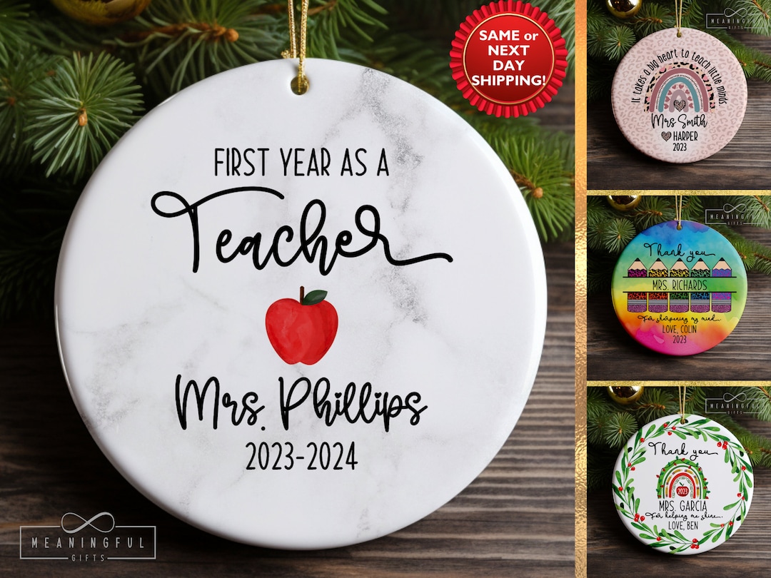 First Year Teacher Ornament Personalized, Teacher Christmas Ornament ...