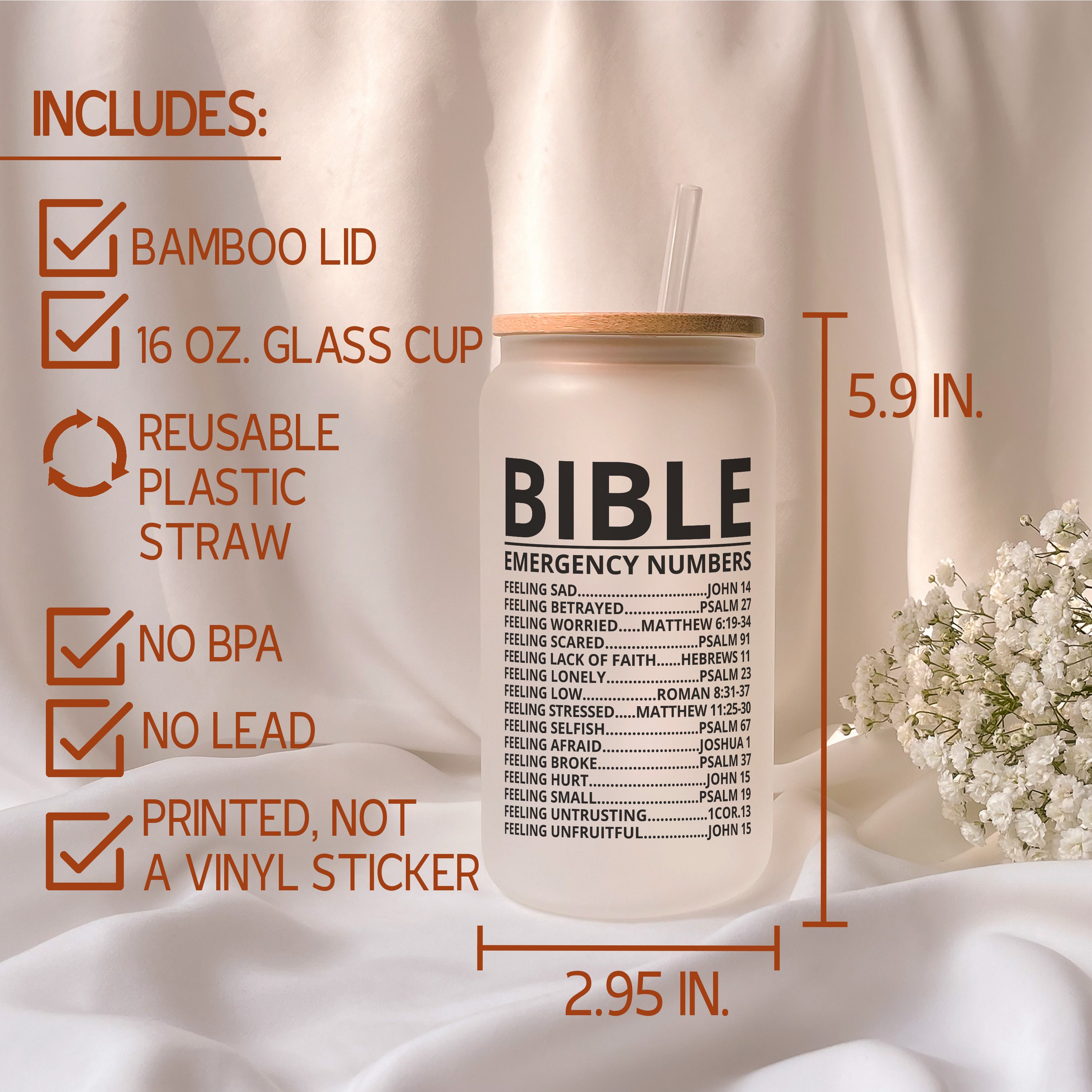 Bible Cup, Christian Gifts, Bible Verse Glass Tumbler, Bible Mug, Bible ...